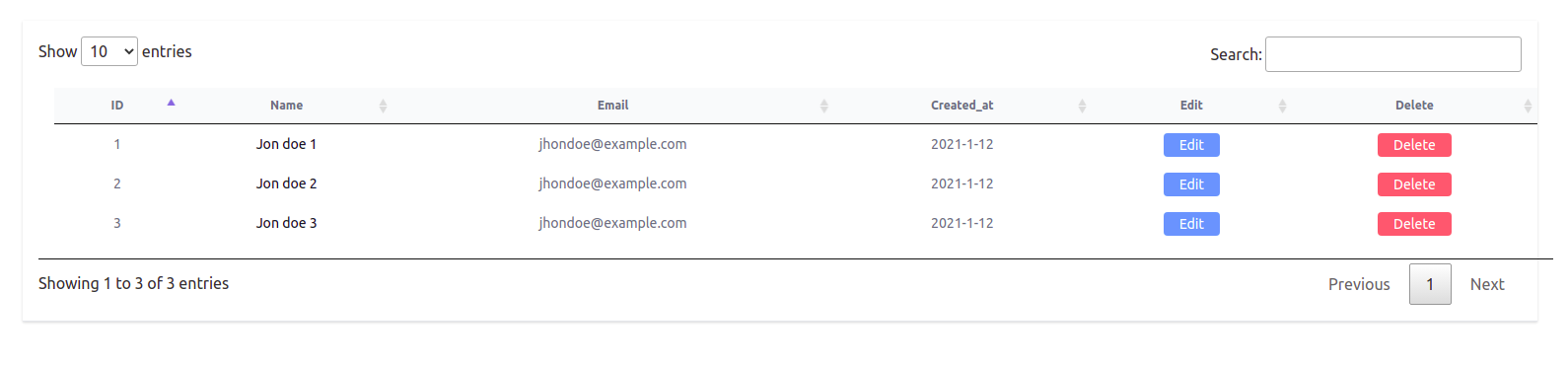 Tailwind CSS DataTables Example