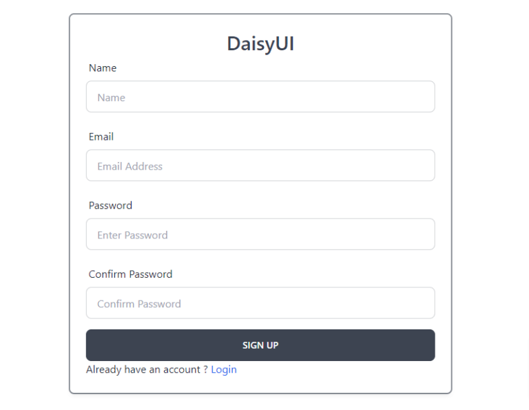 Tailwind DaisyUI Registration Form Example - Larainfo